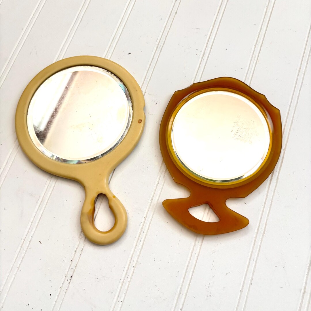 Vintage Celluloid Hand Mirrors, 1920s Vanity Decor, Pearlized Finish ...