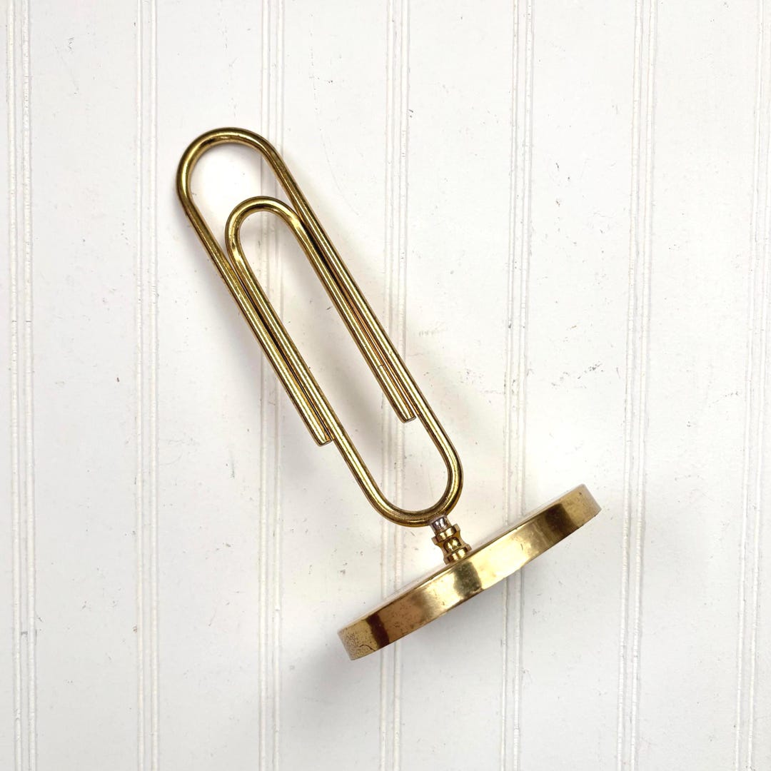 Vintage Brass Paperclip Stand, MCM Desk Decor - Etsy