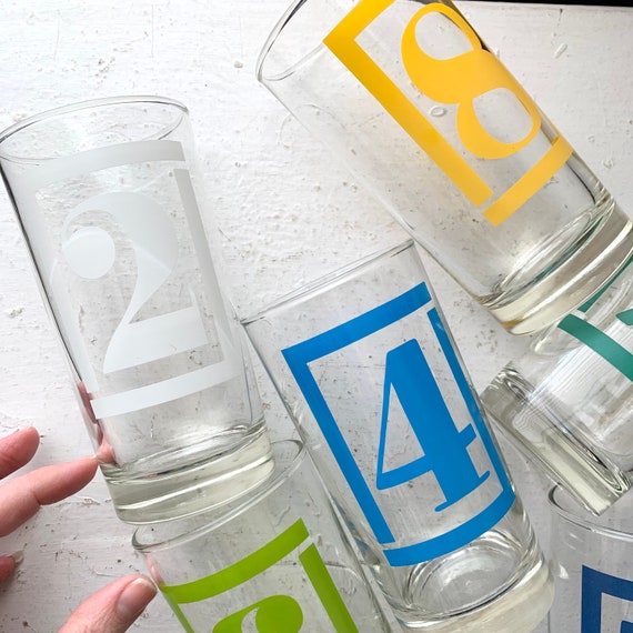 Home & Living Libbey Colorful Framed Number Tumblers Vintage Midcentury ...