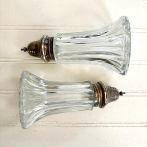 Vintage Oversize Glass Salt & Pepper Shakers, Silver Screw on Tops ...