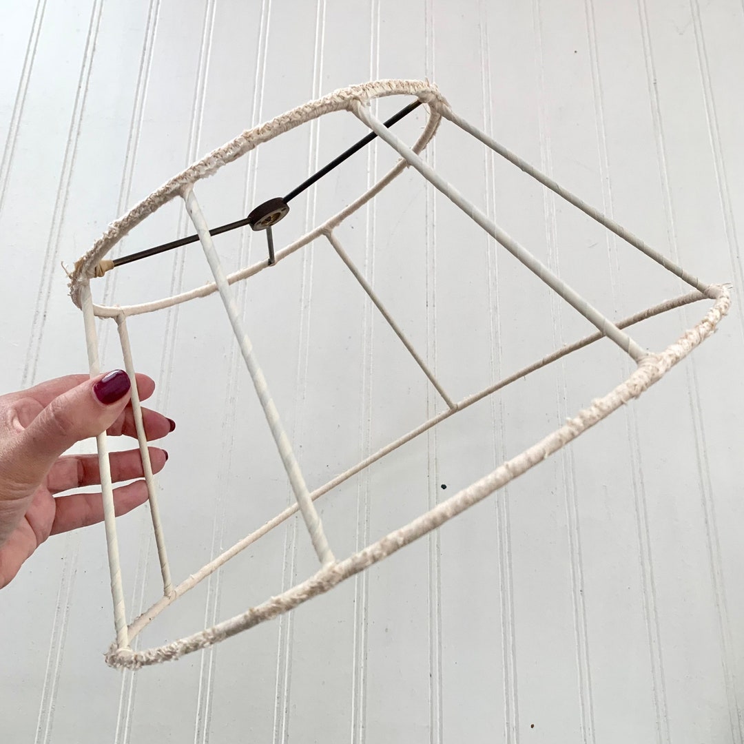 Vintage Lamp Shade Skeleton, White Webbing, Neutral Elegant Home Decor ...