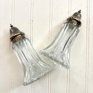 Vintage Oversize Glass Salt & Pepper Shakers, Silver Screw on Tops ...