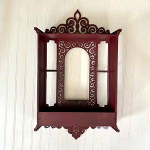 Vintage 1983 Homco Wall Shelf Display Case, Scrolls, Burgundy, Faux ...