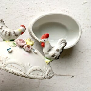 Vintage Lefton Bisque Porcelain Easter Egg, Farm Scene Family, Chicken ...