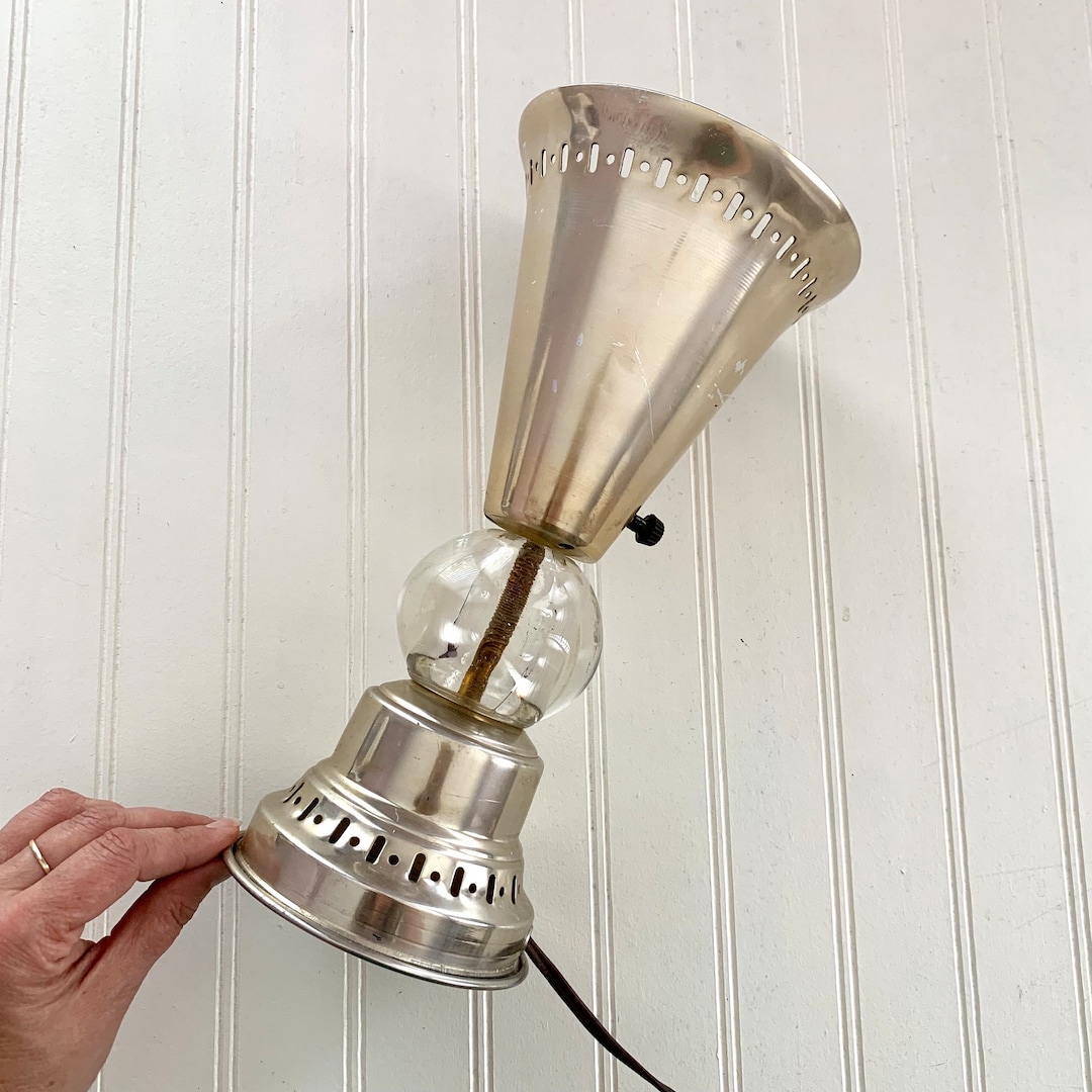 Vintage Midcentury Torchiere Table Lamp, Gold Tone Aluminum Cutout ...