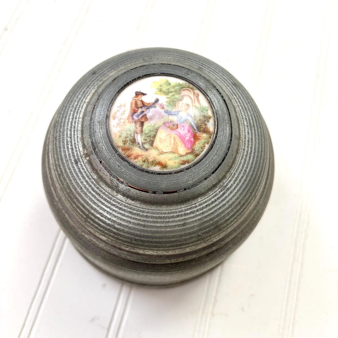 Vintage Powder Music Box, Victorian Scene, Silver Metal, Gold Feet - Etsy
