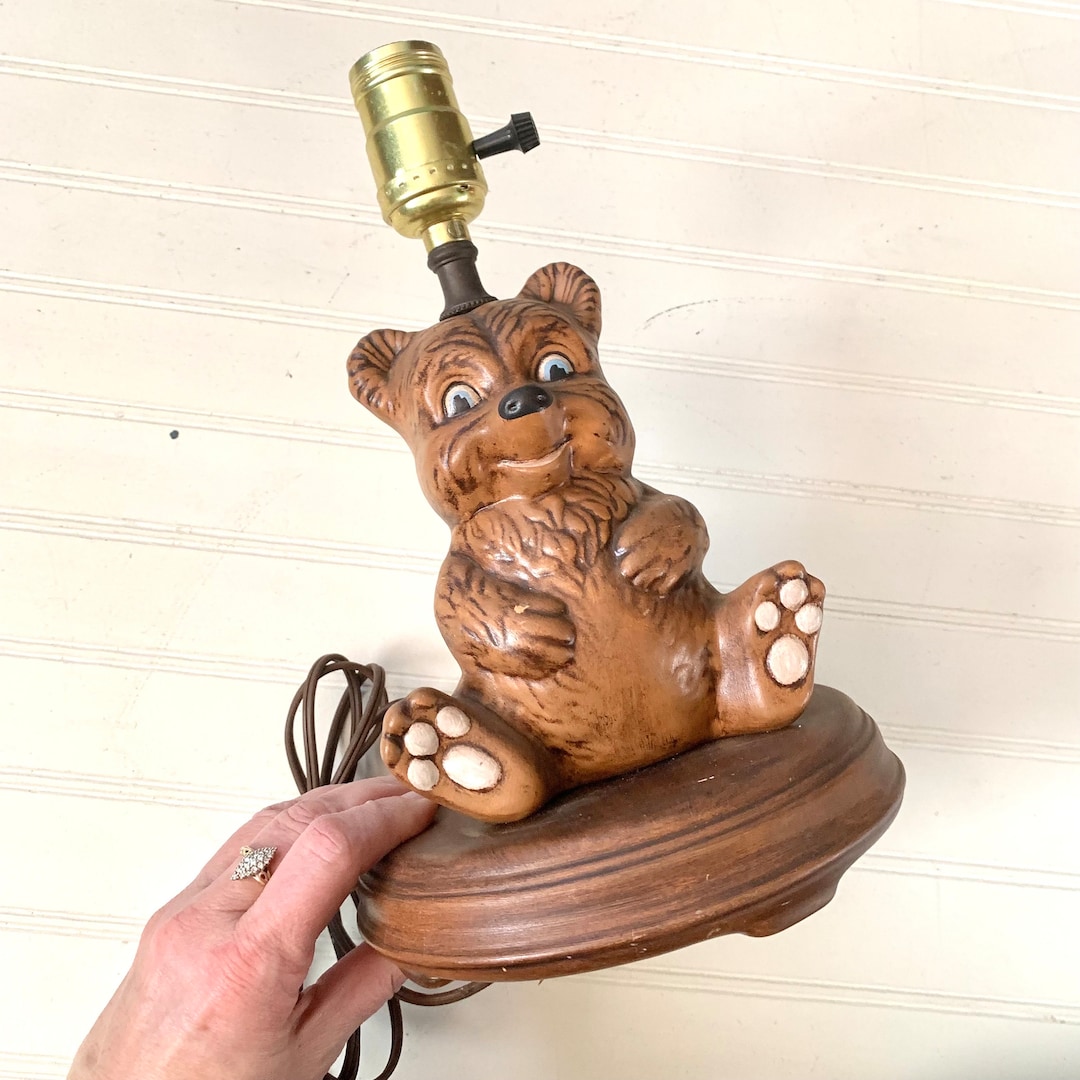 Vintage Ceramic Teddy Bear Lamp, Nightstand Table Lamp, Kids Room, Baby ...