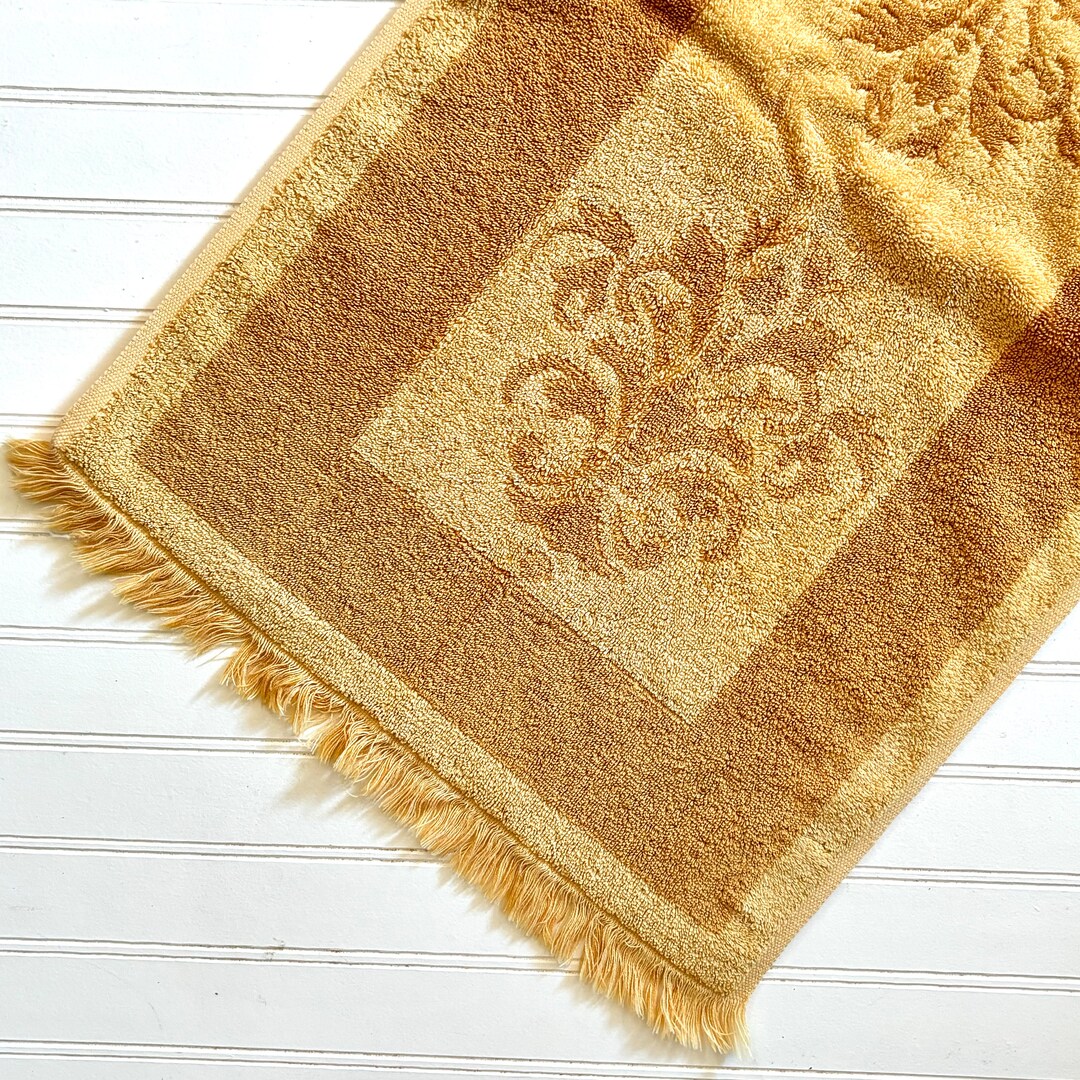 Vintage Mustard Yellow Gold Hand Towel, Fieldcrest Cotton Terrycloth ...