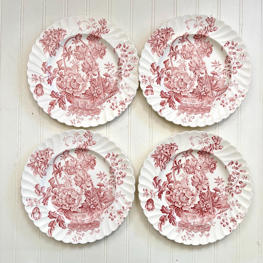 Vintage Pink Red Ironstone Dishes, Royal Staffordshire, Charlotte ...