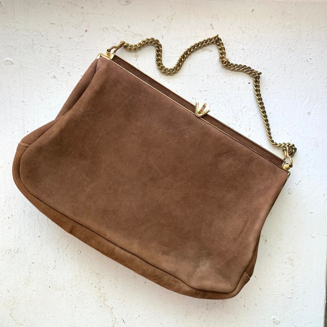 Vintage Chocolate Brown Purse, Soft Faux Suede, Life Stride Handbag ...