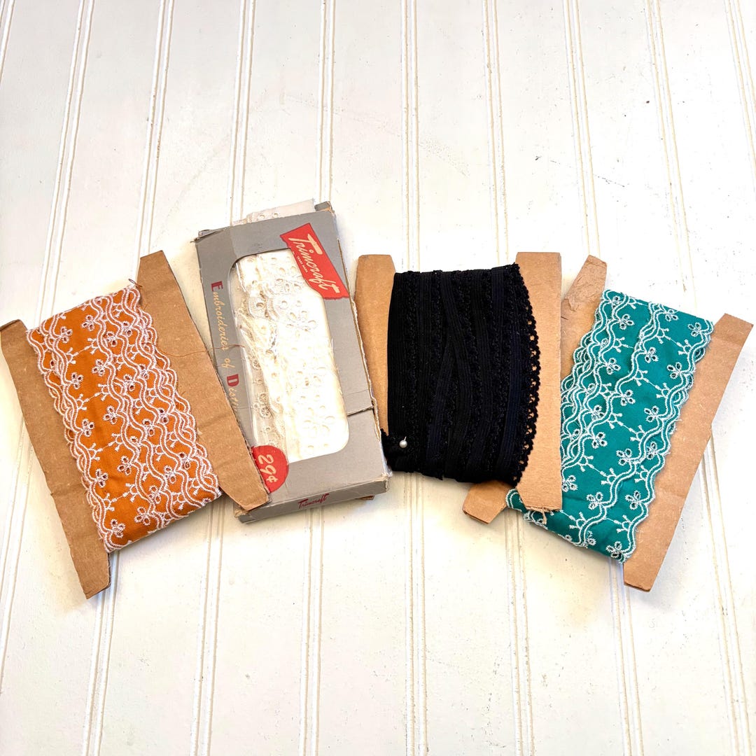 Vintage Trim Remnants, Fabric Sewing Notions, Mustard Yellow Green ...