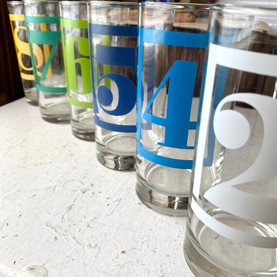Home & Living Libbey Colorful Framed Number Tumblers Vintage Midcentury ...