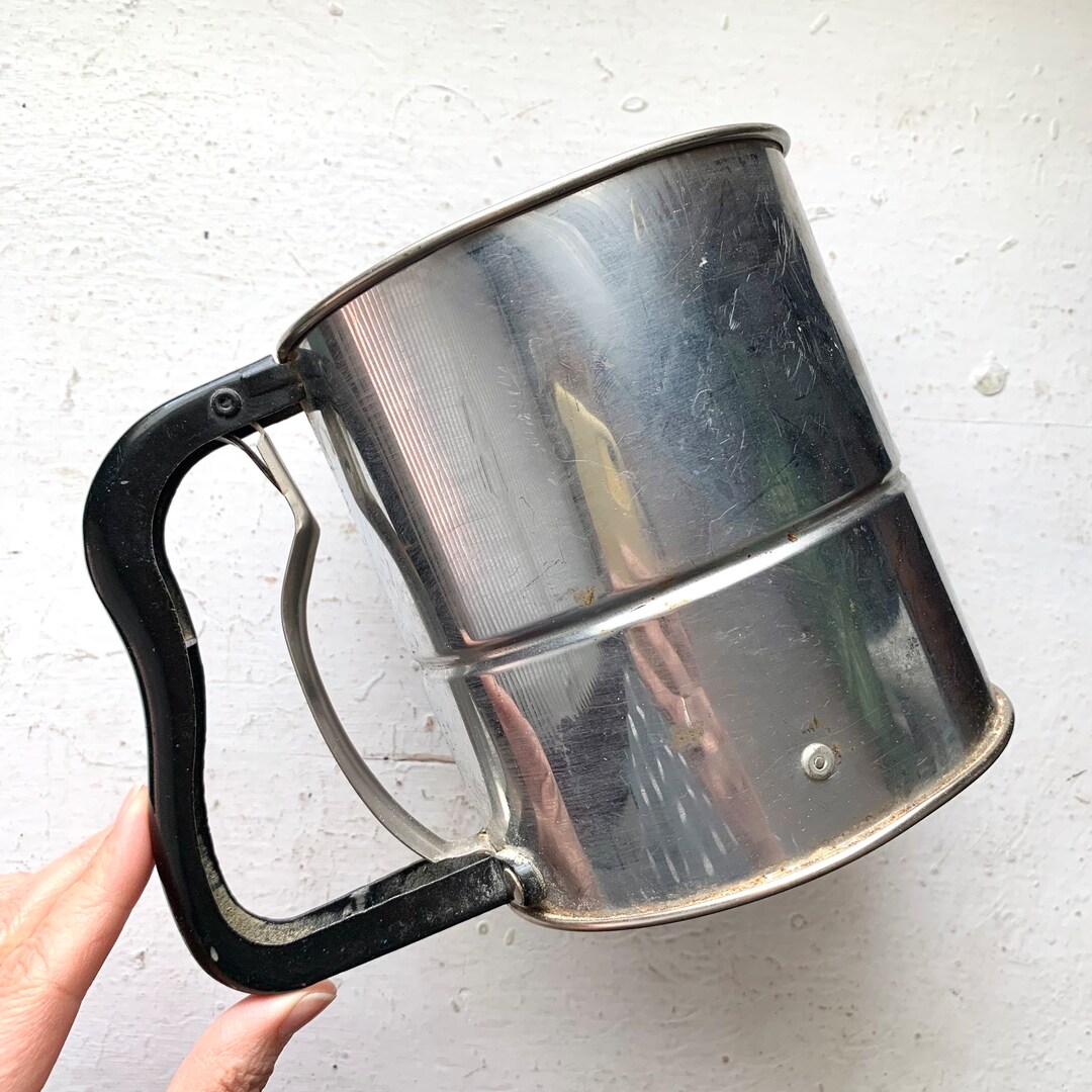 Vintage Flour Sifter, Kitchen Baking Gadget, Silver Metal Androck ...