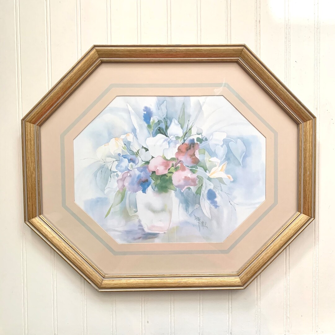 Vintage Debbie Hearle Wall Art Print, Watercolor Floral Botanical Print ...