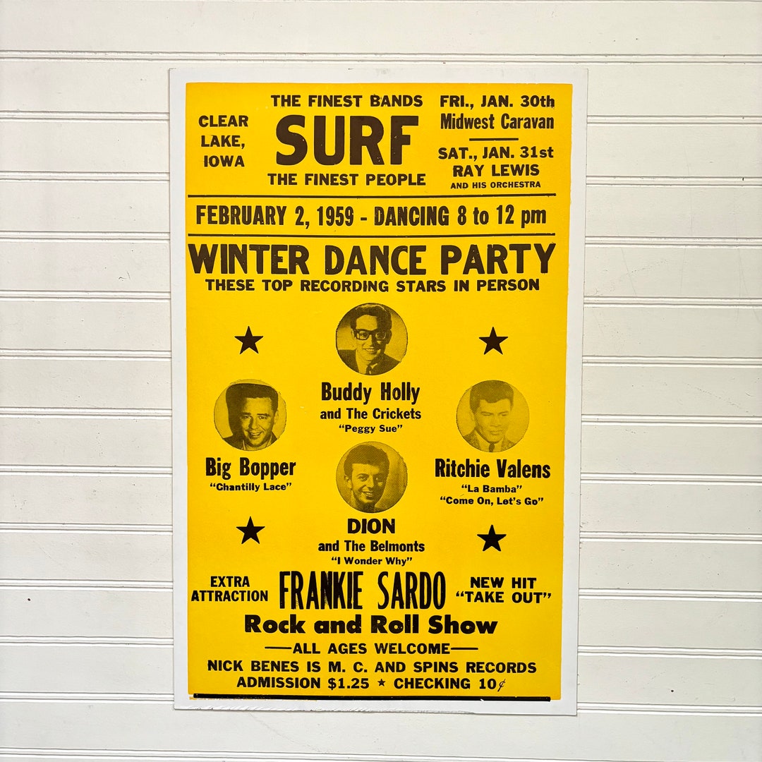 Vintage 1959 Winter Dance Party Poster, Buddy Holly, Ritchie Valens - Etsy