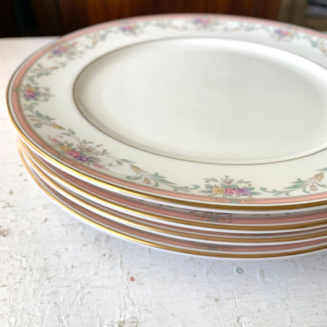 Vintage Mikasa Pink Spring Crest Salad Dessert Plates, Bone China, Set ...