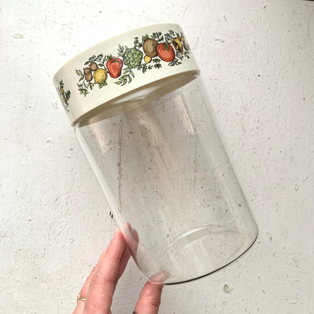 Vintage Pyrex Spice of Life Canister, Glass Jar With Plastic Lid ...