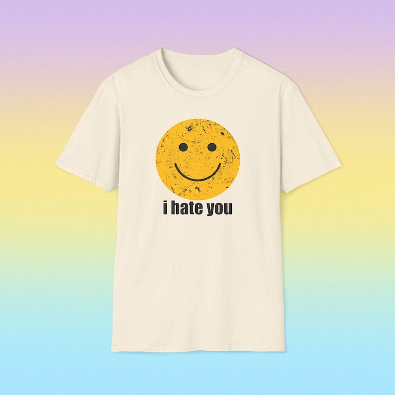Distressed Smiley Face I Hate You Funny Harry Meme Tshirt, Grunge Style ...