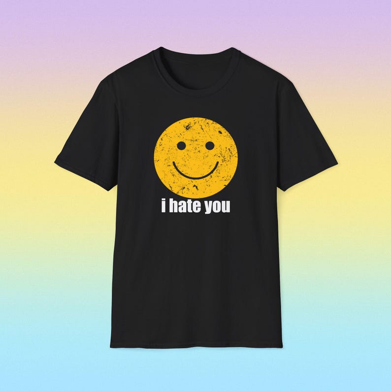Distressed Smiley Face I Hate You Funny Harry Meme Tshirt, Grunge Style ...