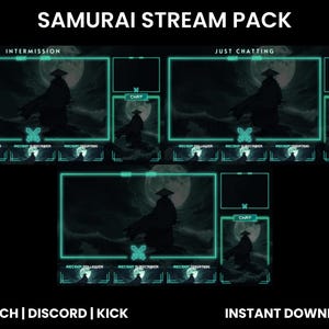 Samurai Moonlight Twitch Stream Pack | Twitch Screen Overlays ...
