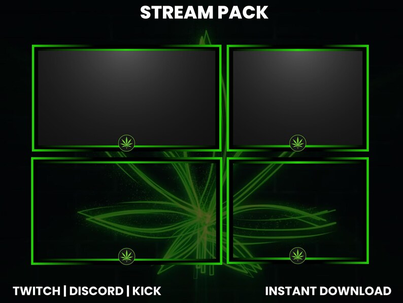 Weed Leaf Twitch Stream Pack | Twitch Screen Overlay | Animated Screens ...
