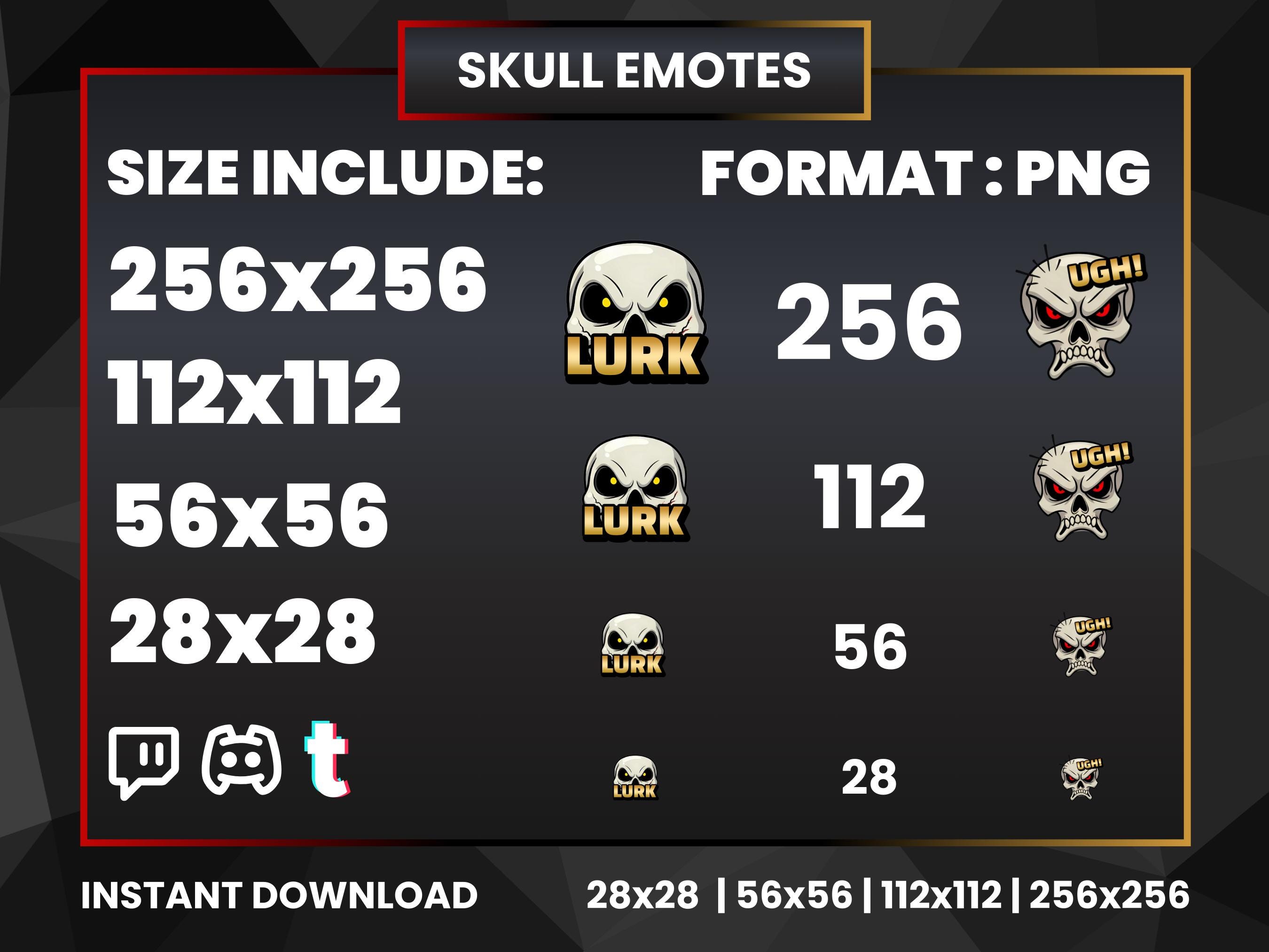 24 Skull Emotes for Twitch Discord Kick Tiktok Youtube | Funny Horror ...