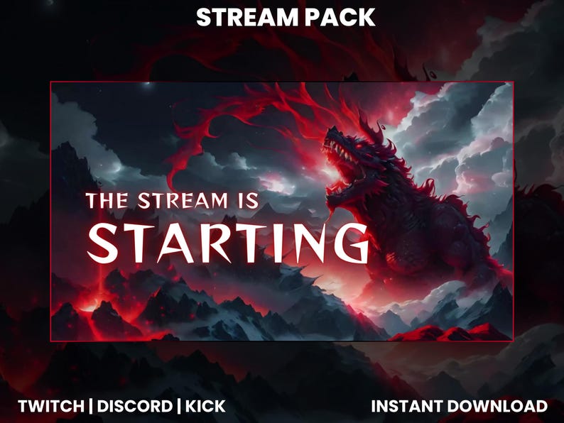 Dragon Twitch Stream Pack | Twitch Screen Overlays | Animated Webcam ...