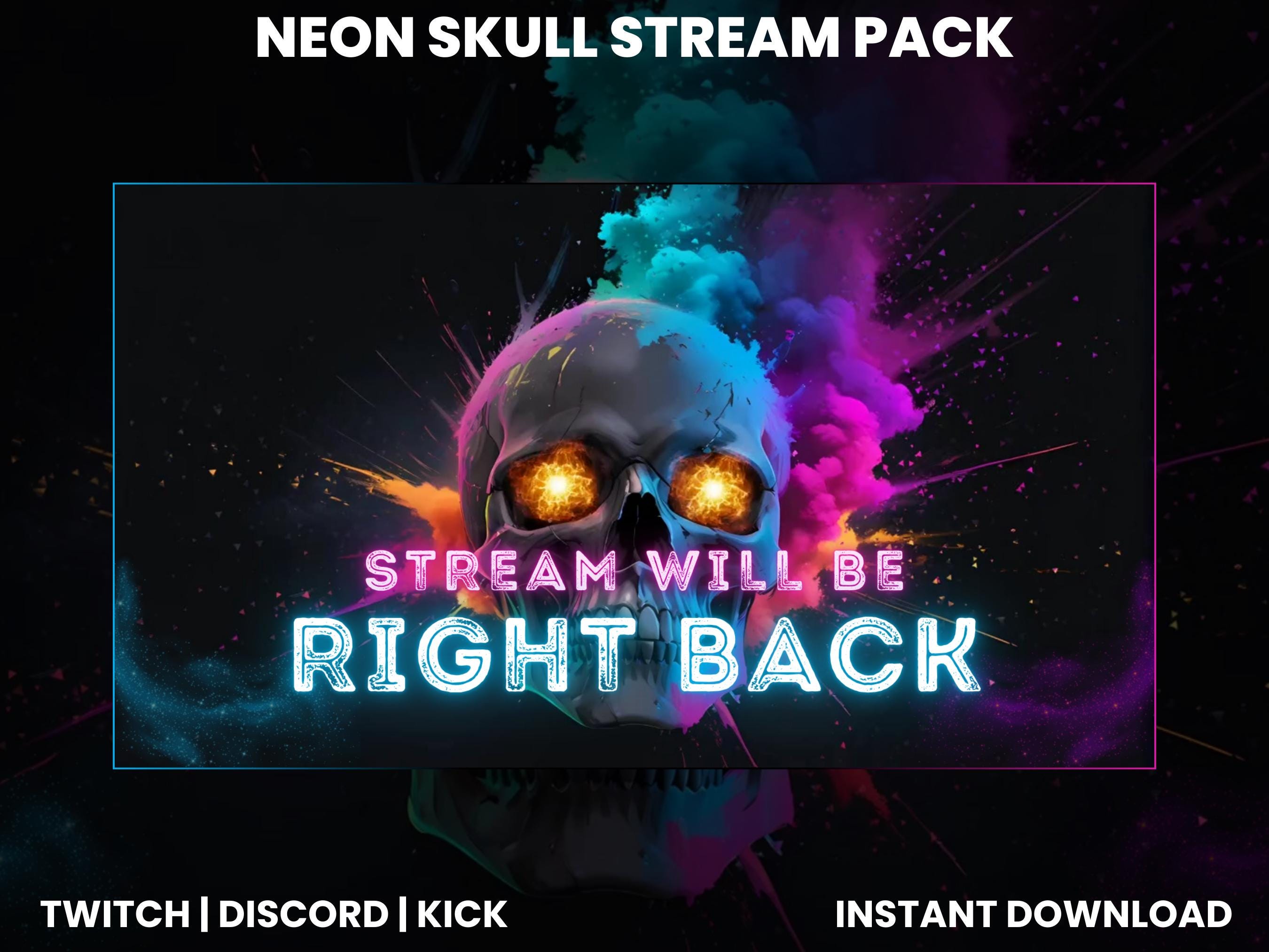 Neon Skull Twitch Stream Pack | Twitch Screen Overlays | Animated ...
