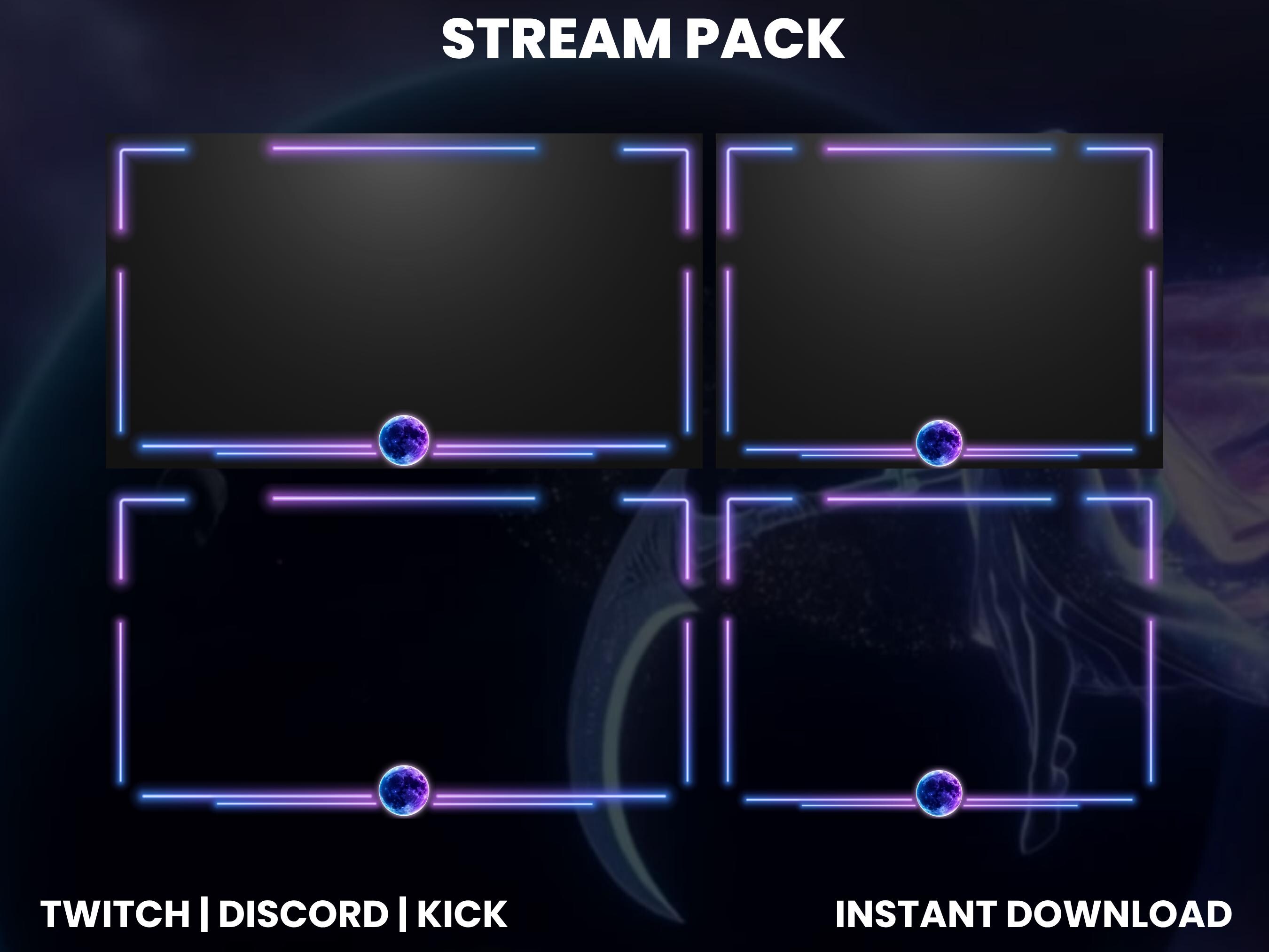 Twitch Stream Pack Animated & Static Overlays | OBS Streamlabs Kick ...