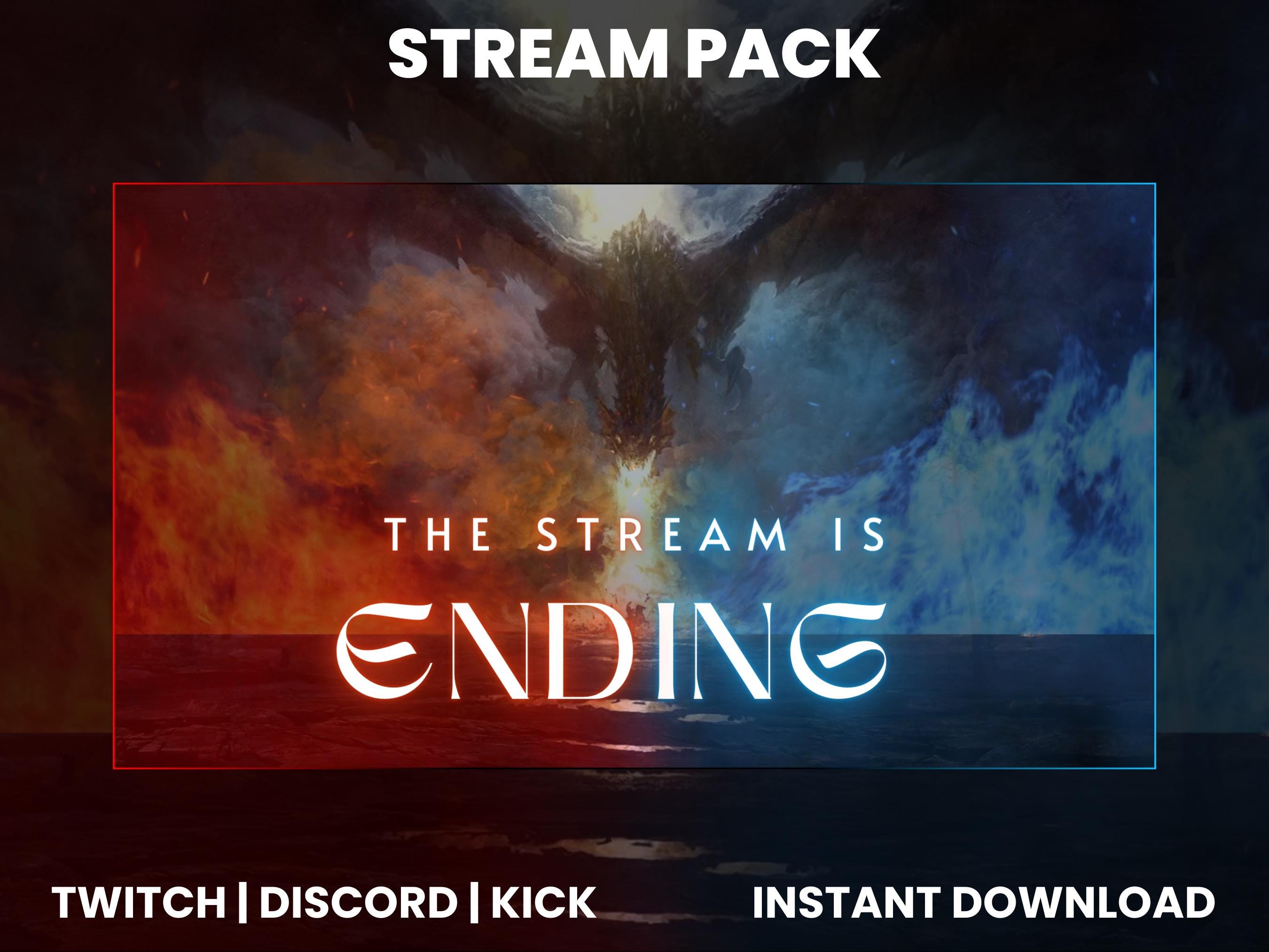 Ice & Fire Twitch Stream Pack Twitch Screen Overlays Animated Webcam ...