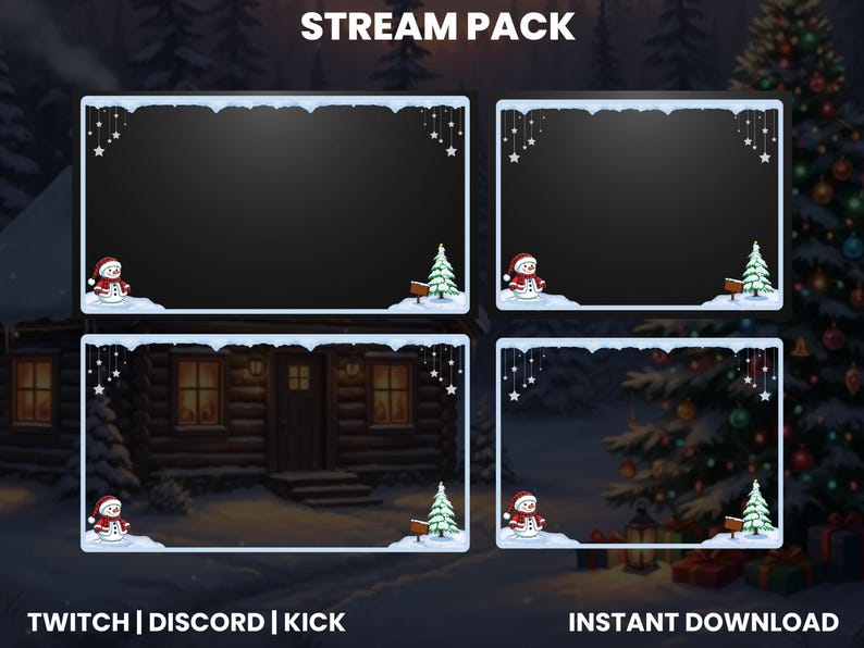 Snow Christmas Twitch Stream Overlay Pack | Animated Screens, Xmas ...
