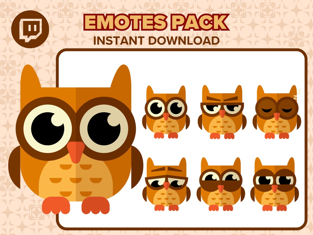 Adorable Brown Owl Emotes for Twitch Discord Chat Text Graphics - Etsy