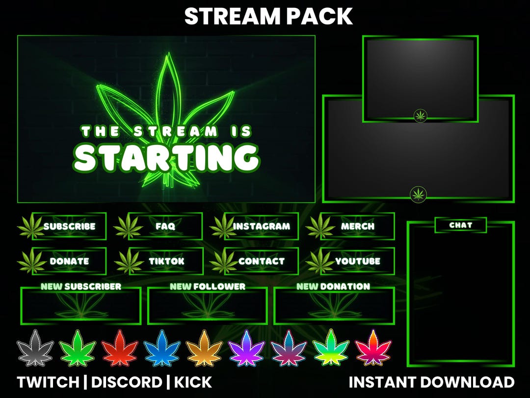 Marijuana Twitch Stream Pack | Animated Marijuana | Twitch Screen ...