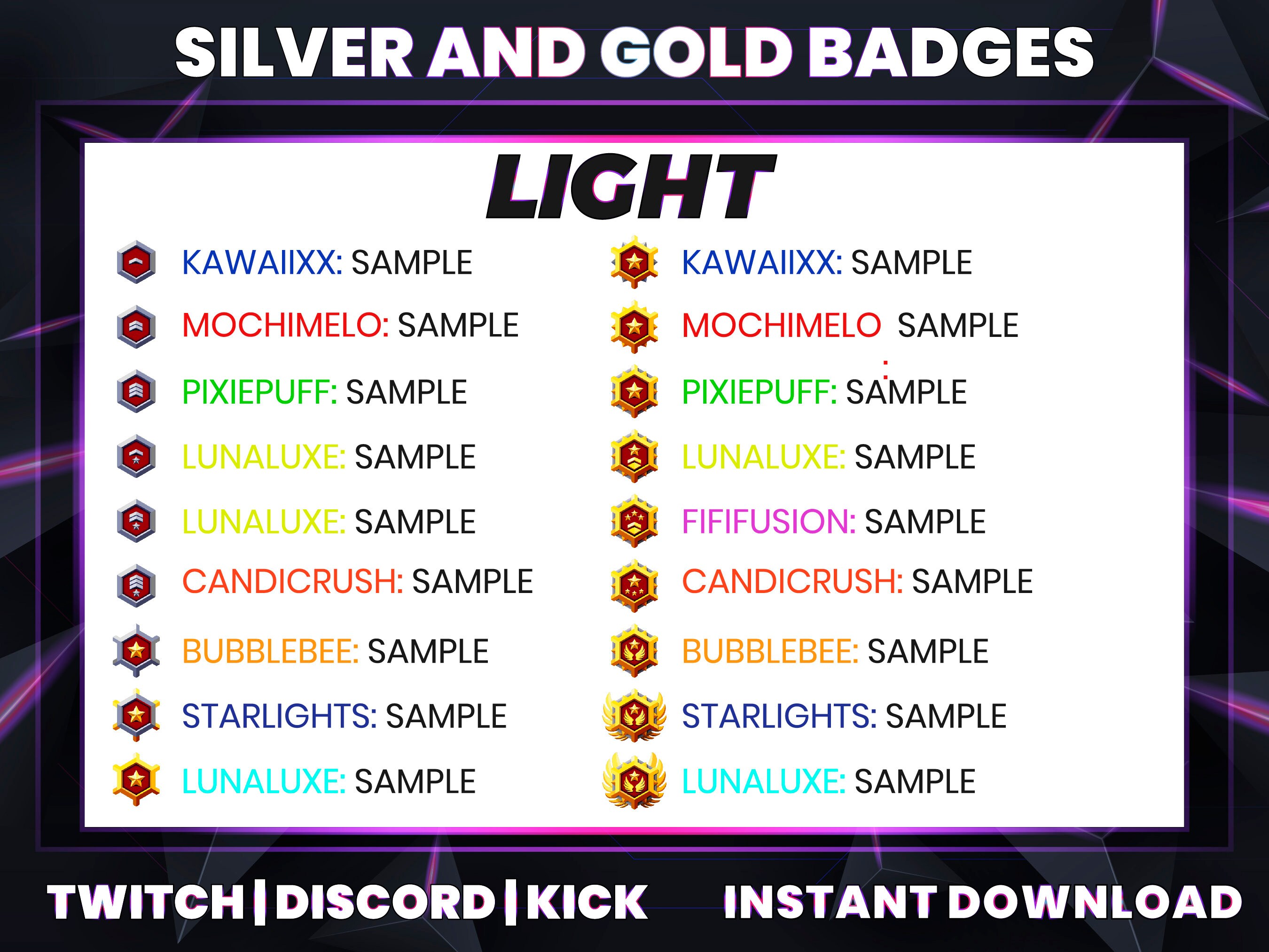 Streamer Sub & Bit Badges | Custom Silver and Gold Medal Designs for ...