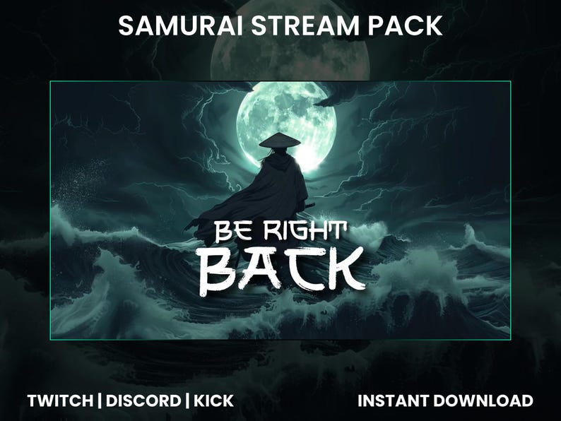 Samurai Moonlight Twitch Stream Pack | Twitch Screen Overlays ...