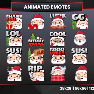 32 Santa Claus Animated Twitch Emotes | Christmas Themed Emote ...