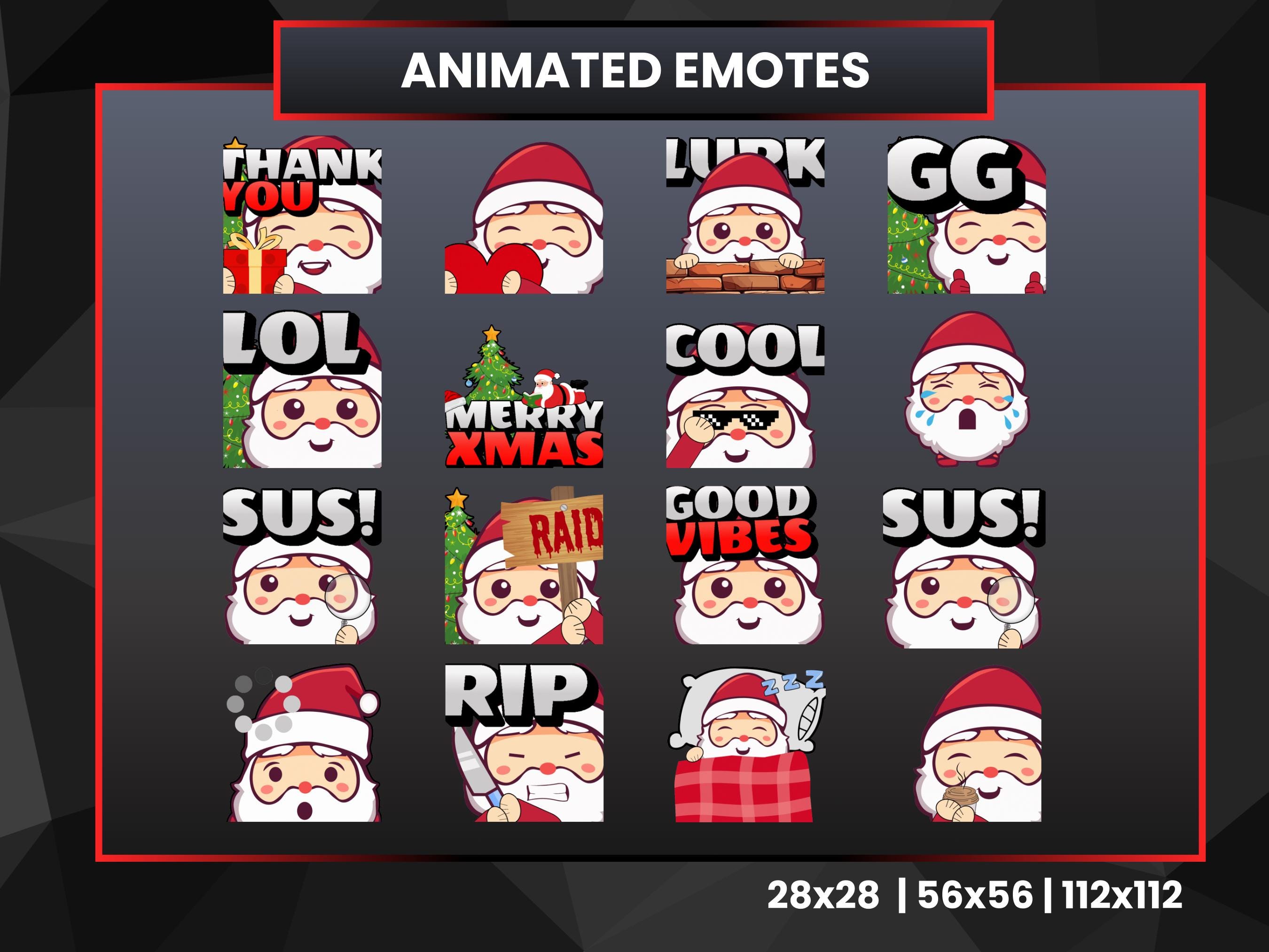 32 Santa Claus Animated Twitch Emotes | Christmas Themed Emote ...