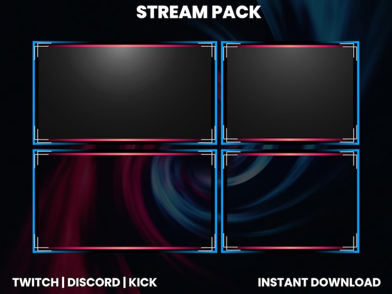 Red Blue Twitch Stream Pack | Animated Screens | Twitch Screen Overlay ...