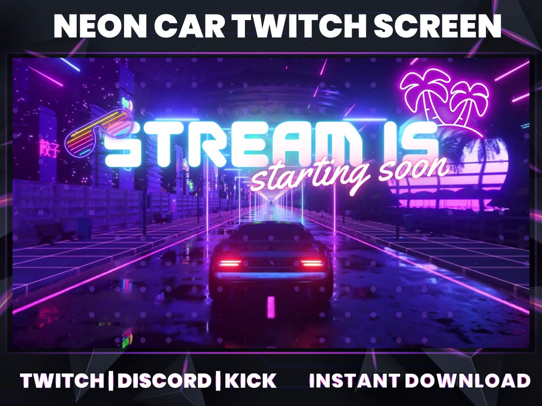 Neon Moving Car Twitch Stream Pack Animated Screen Animated Overlay ...