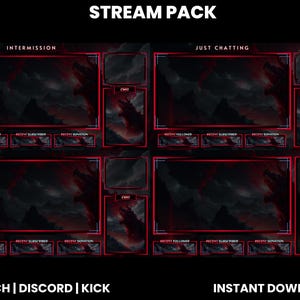 Dragon Twitch Stream Pack | Twitch Screen Overlays | Animated Webcam ...