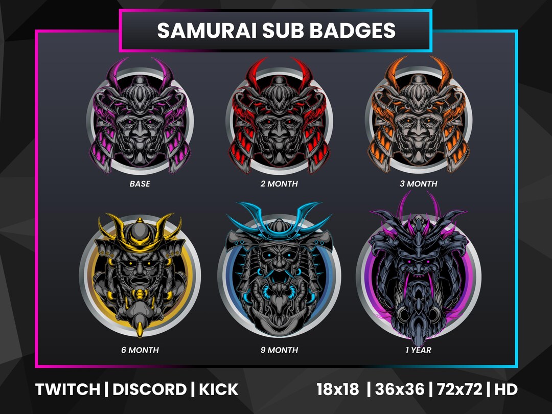 Samurai Twitch Sub Badges Twitch Badges Twitch Bit Badges Twitch Sub ...
