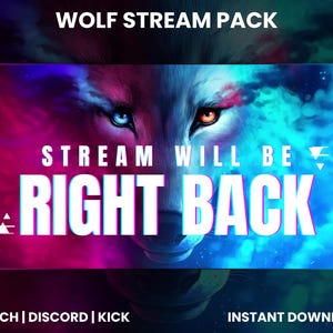 Wolf Twitch Stream Pack With Animated Screens, Panels, Sub Badges, and ...