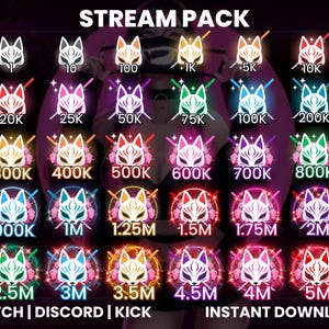 Neon Pink Twitch Stream Pack | Twitch Sub Badges | Twitch Bit Badges ...