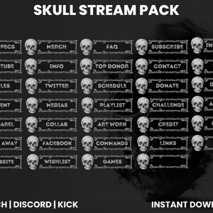Skull Twitch Stream Pack | Twitch Screen Overlay | Animated Webcam ...
