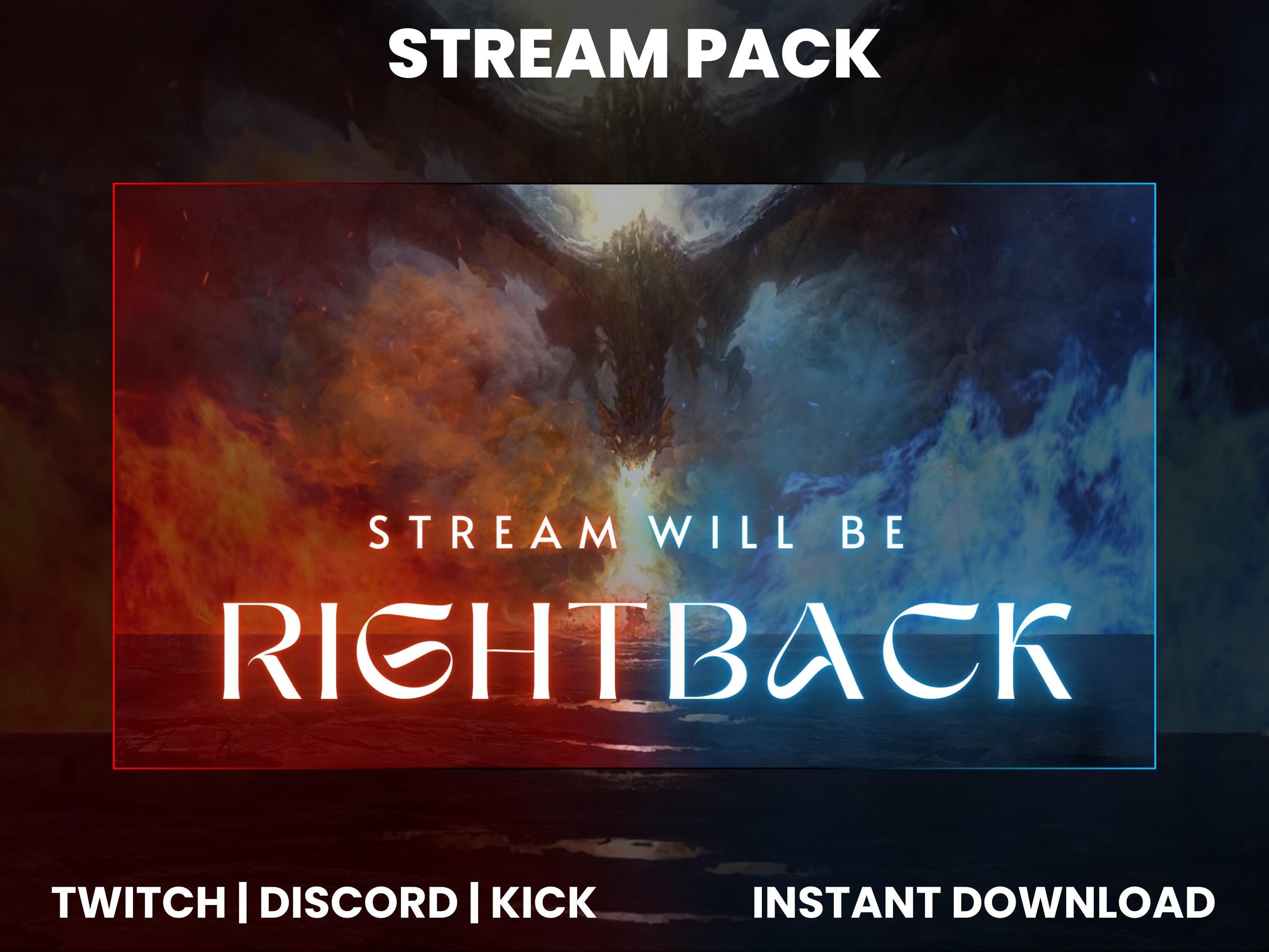 Ice & Fire Twitch Stream Pack Twitch Screen Overlays Animated Webcam ...