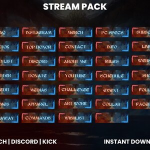 Ice & Fire Twitch Stream Pack Twitch Screen Overlays Animated Webcam ...