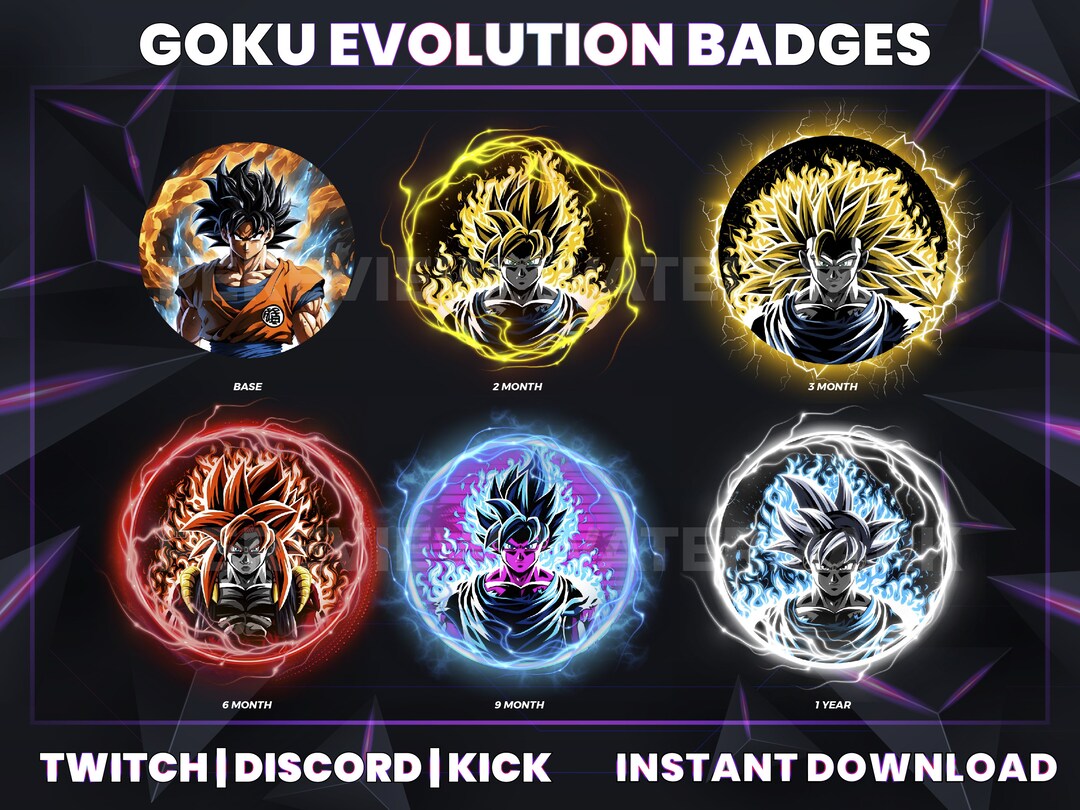 Super Saiyan Goku Evolution Sub Badges Twitch Sub Badges Twitch Bit ...
