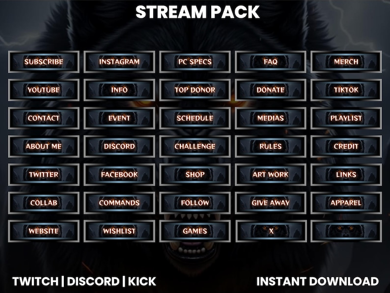 Wolf Stream Pack | Animated Twitch Overlay, OBS, Streamlabs, Starting ...