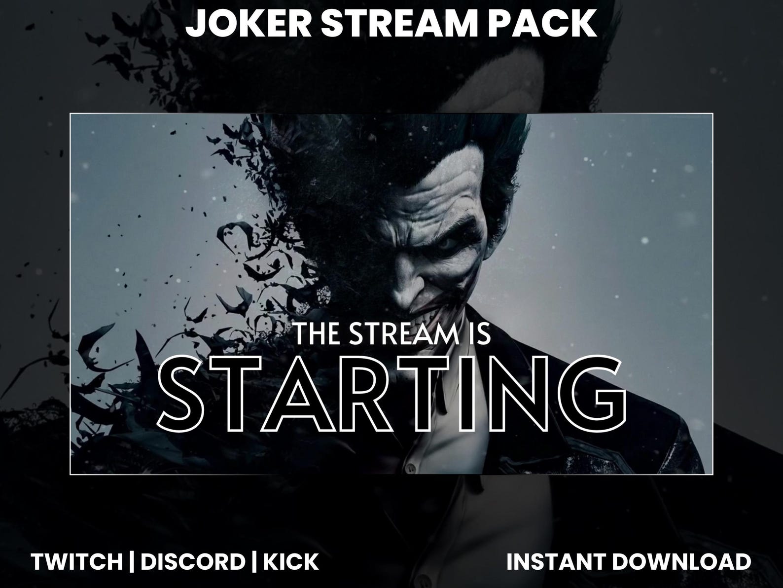 Joker Twitch Stream Pack | Twitch Screen Overlays | Animated Webcam ...