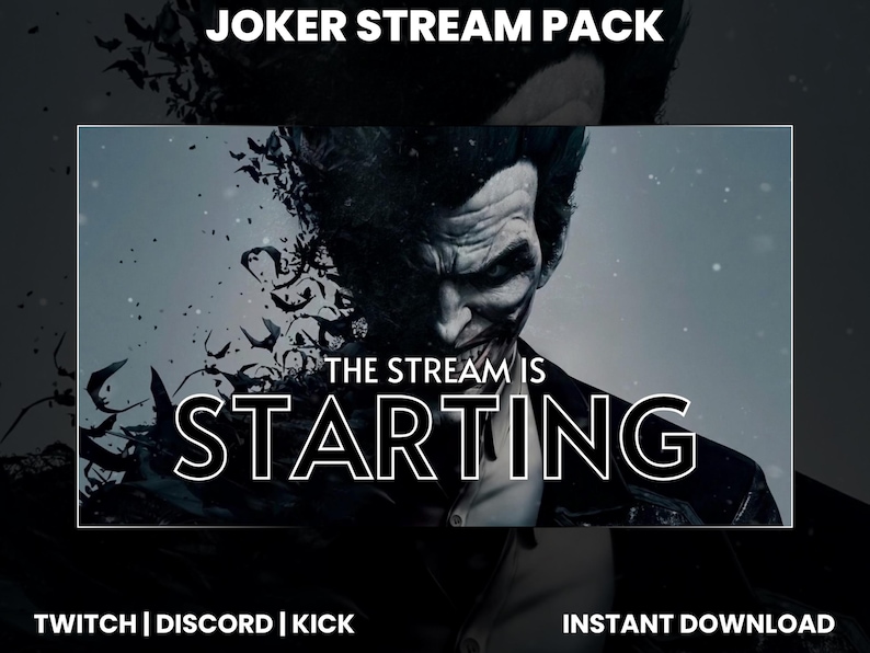 Joker Twitch Stream Pack | Twitch Screen Overlays | Animated Webcam ...